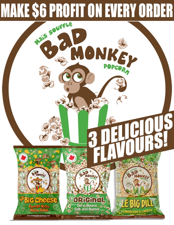 Bad Monkey Popcorn Fundraiser - Canada - Sell For Only $20 For 3 Bags!